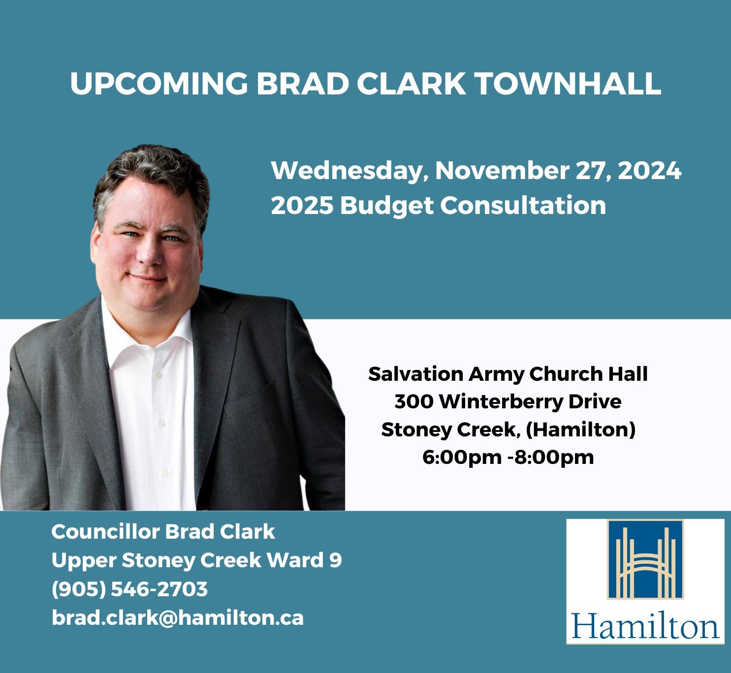 Councillor Brad Clark Upcoming Town Hall – Brad Clark Report